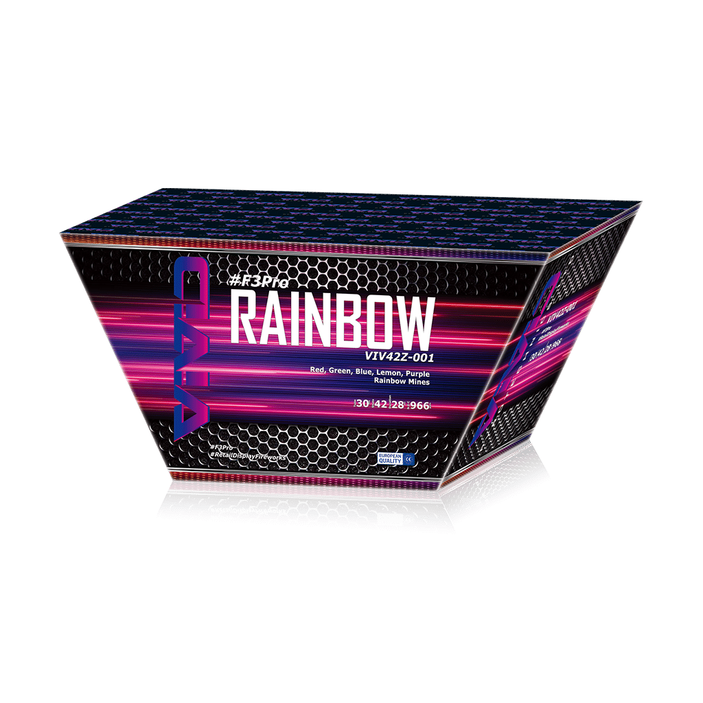 49 shot fanned firework Rainbow - lovefireworks.co.uk