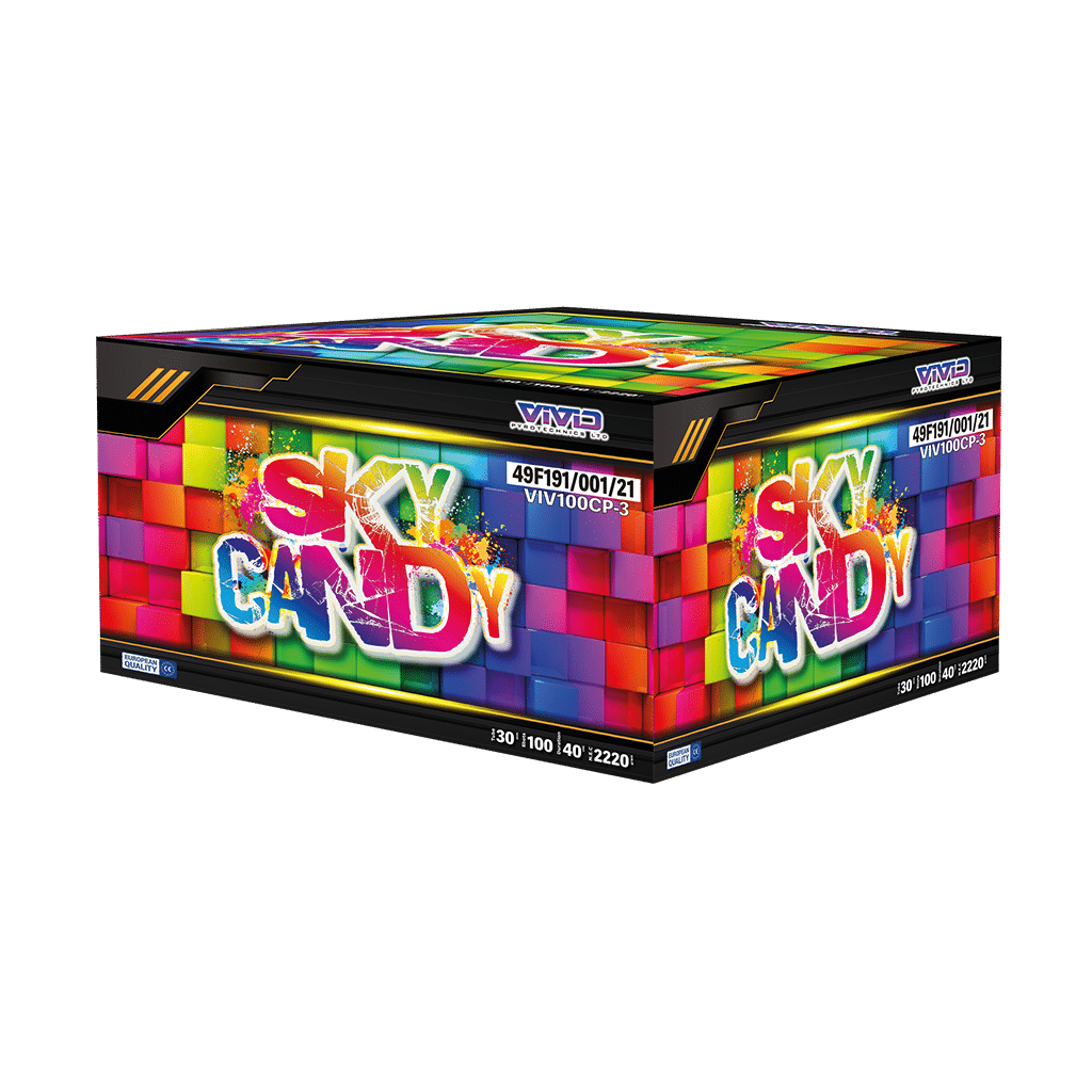 100 shot colour explosion Sky Candy - lovefireworks.co.uk